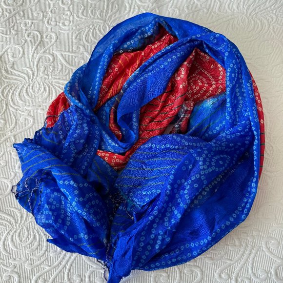 Accessories | New Large Blue Red White Silk Viscose Indian Scarf Wrap ...